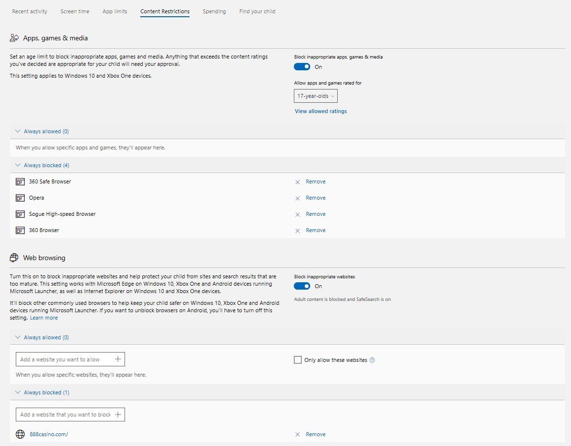 Microsoft's family settings feature for Windows 10 and Xbox is a hidden ...