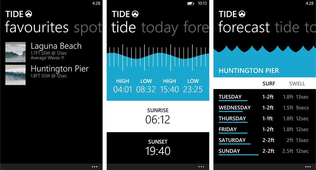 Tide for Windows Phone is a beautiful way to view the surf forecast for ...