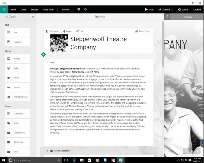 Microsoft Sway for Windows 10 - Full Review | Laptop Mag
