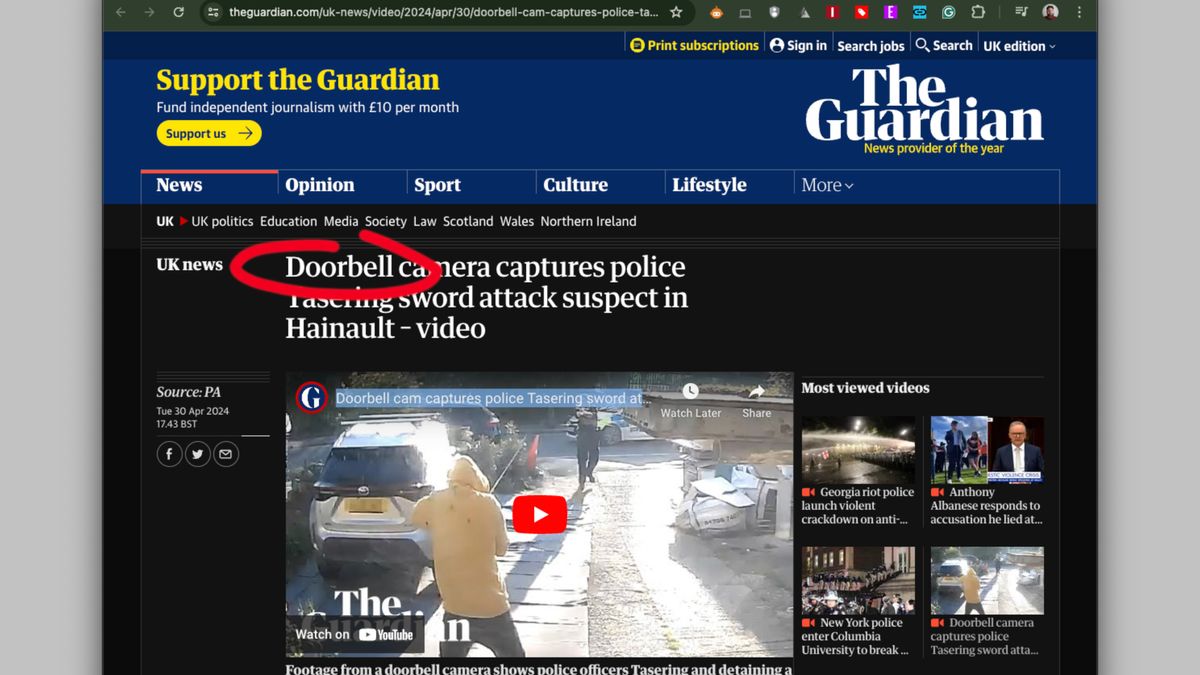 Camera catches police Tasering sword attack suspect in East London ...