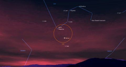 See the Red Planet Mars shine beside the blue star Regulus tonight | Space
