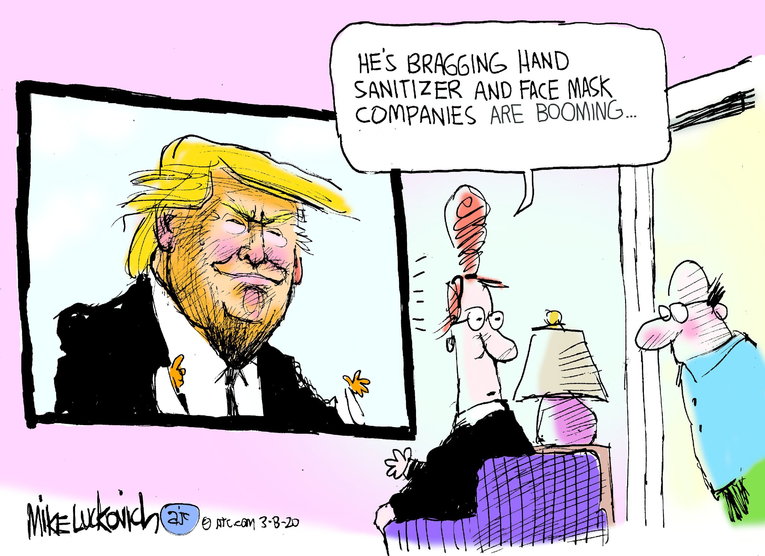 Political Cartoon U.S. Trump COVID-19 Coronavirus company revenue face ...