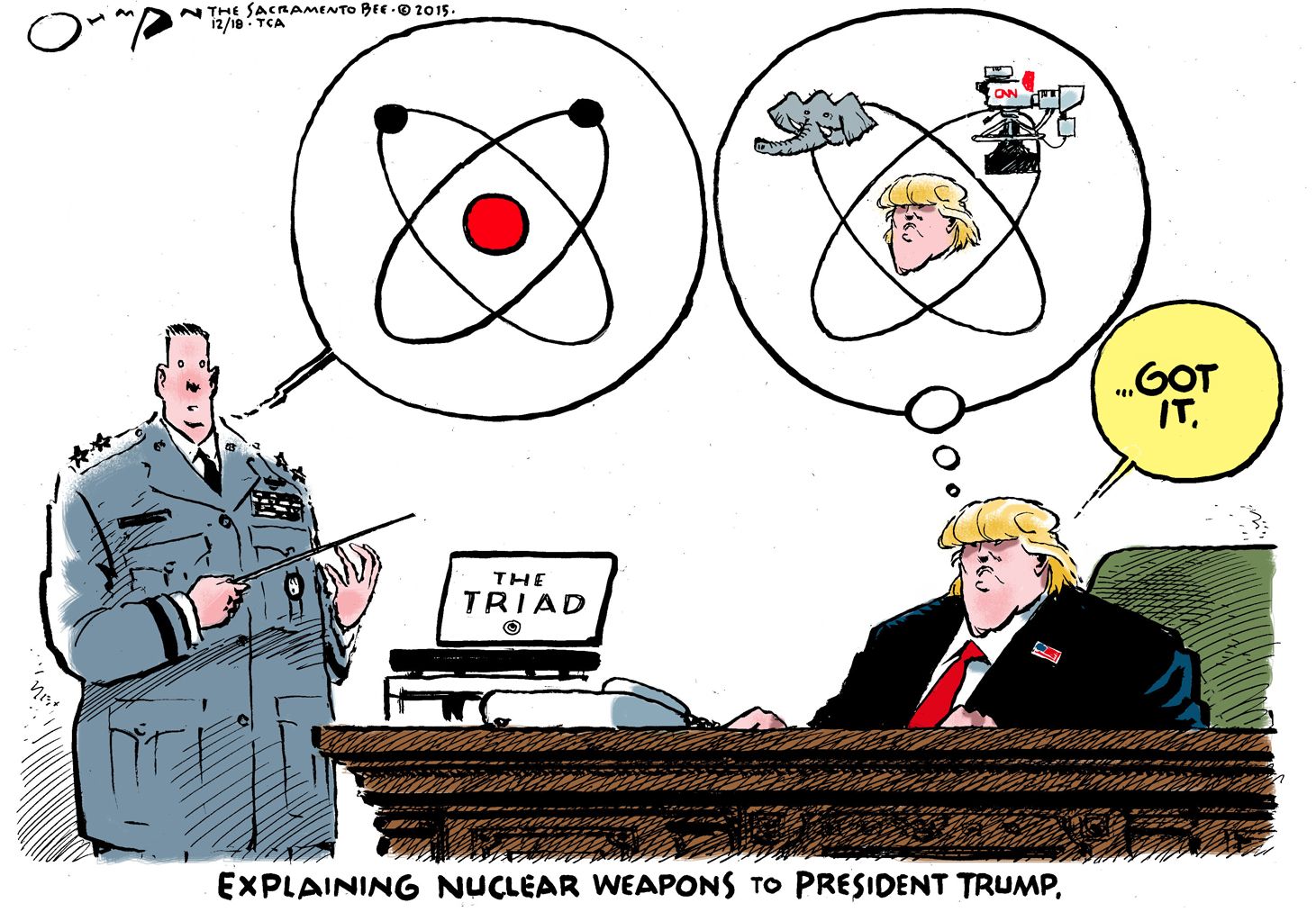 Political cartoon U.S. Donald Trump Nuclear Triad | The Week