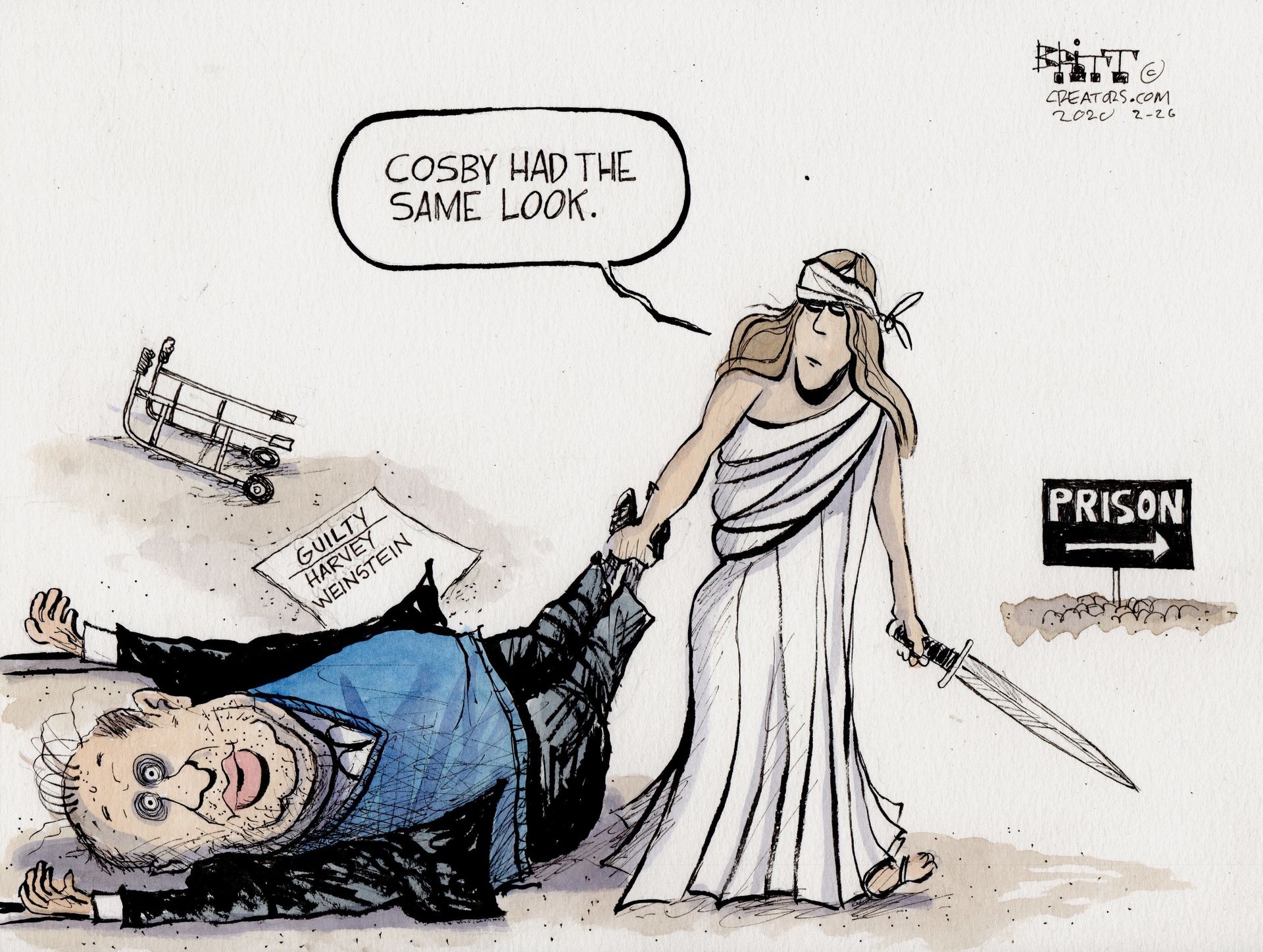 Editorial Cartoon U.S. Weinstein Lady Justice prison COSBY times up ...