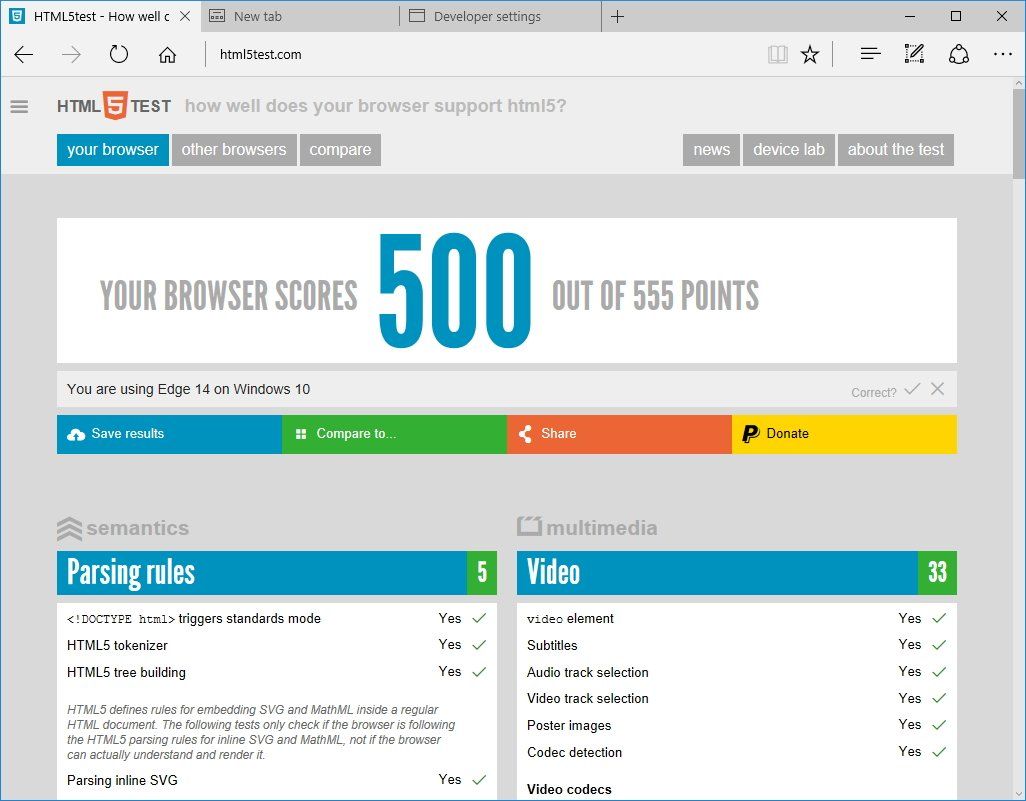 Microsoft Edge improves HTML5 support on Windows 10 build 14901 ...