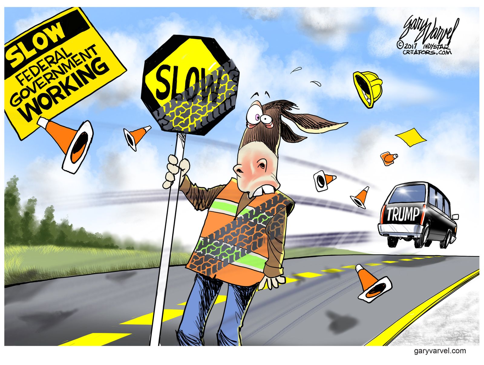 Political Cartoon U.S. Donald Trump executive orders slow federal ...