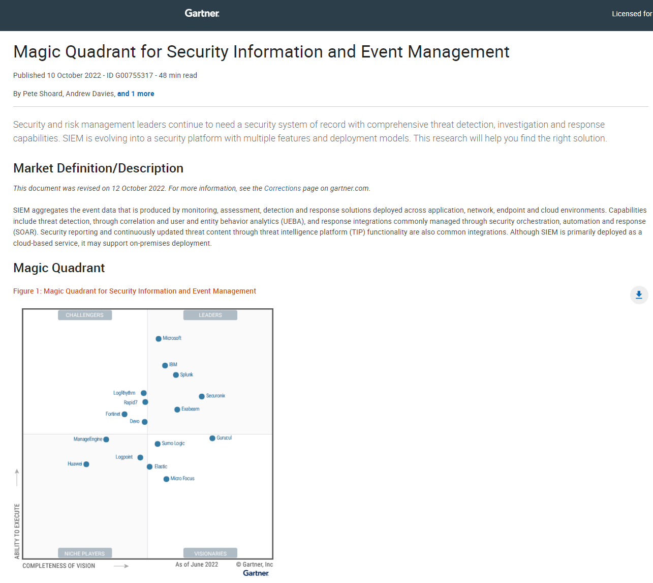 2022 Magic quadrant for Security Information and Event Management (SIEM) | IT Pro