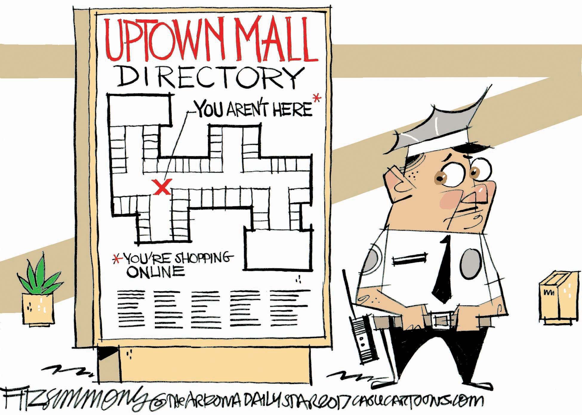 Editorial Cartoon U.S. Malls closing retail stores online shopping ...
