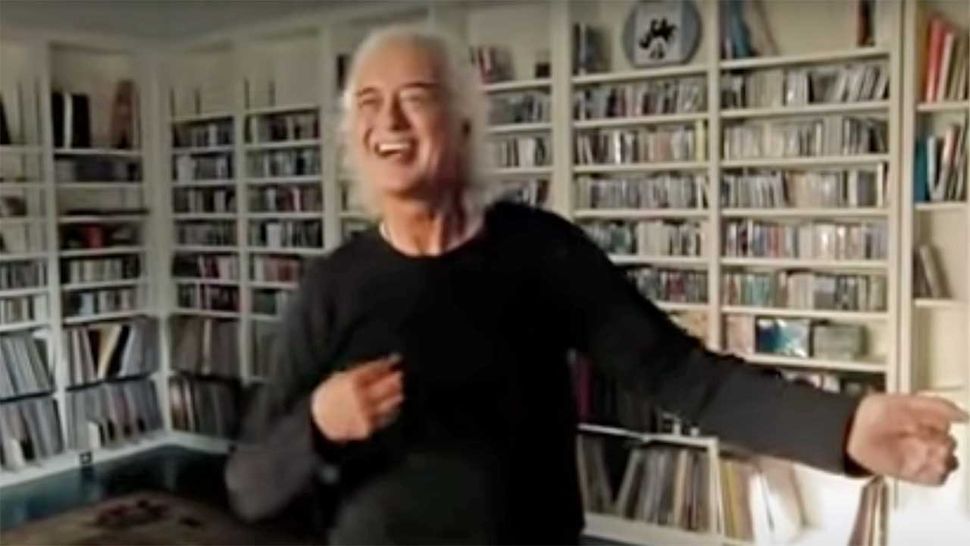 A happy Jimmy Page playing air guitar is today's fix of wholesome video ...