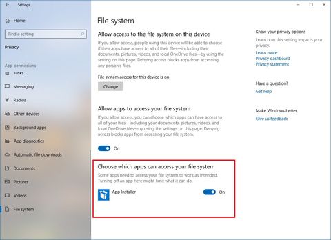 How to manage file access permissions for apps on Windows 10 April 2018 ...
