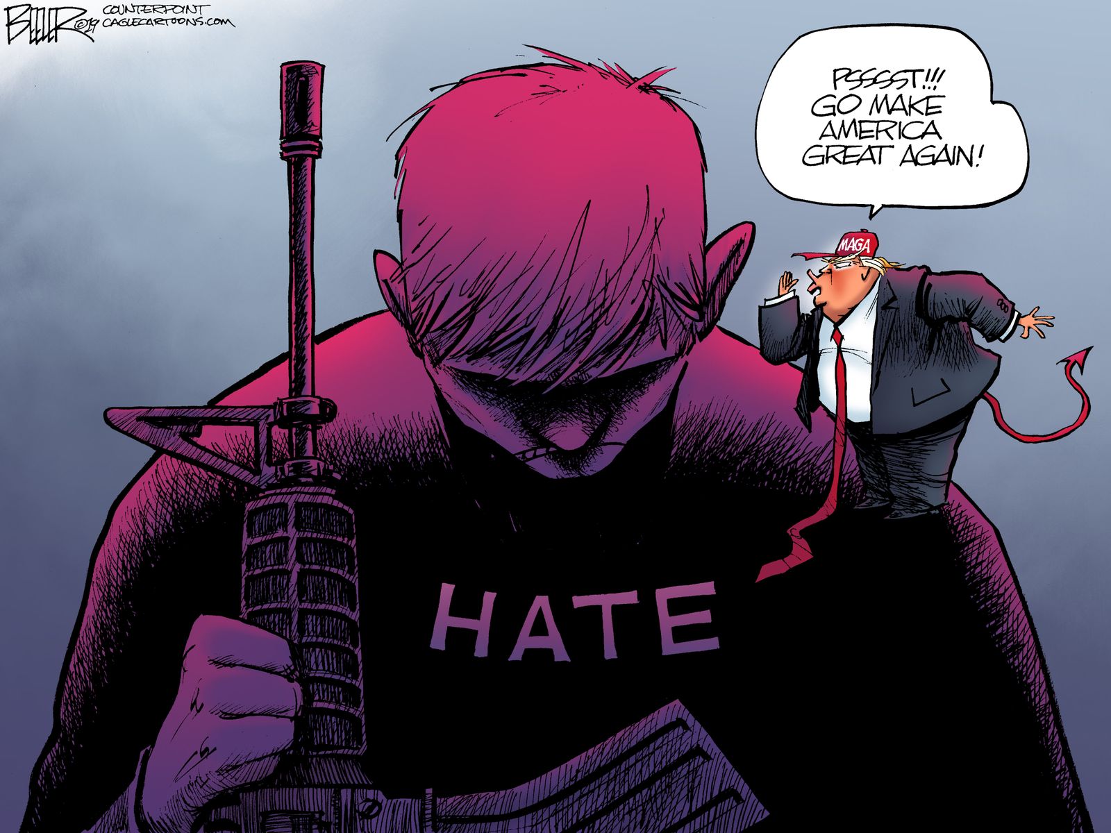 Political Cartoon U.S. Trump Mass Shootings Hate Whisperer MAGA | The Week