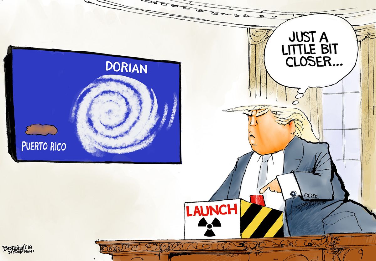 Political Cartoon Trump Nukes Hurricane Dorian Puerto Rico | The Week