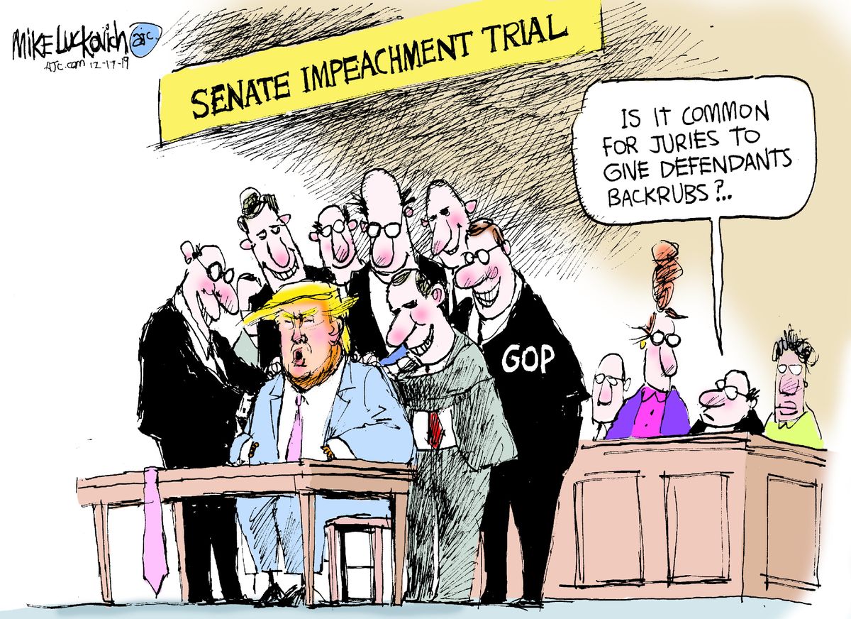 Political Cartoon U.S. Trump Senate Impeachment Trial GOP Backrubs ...