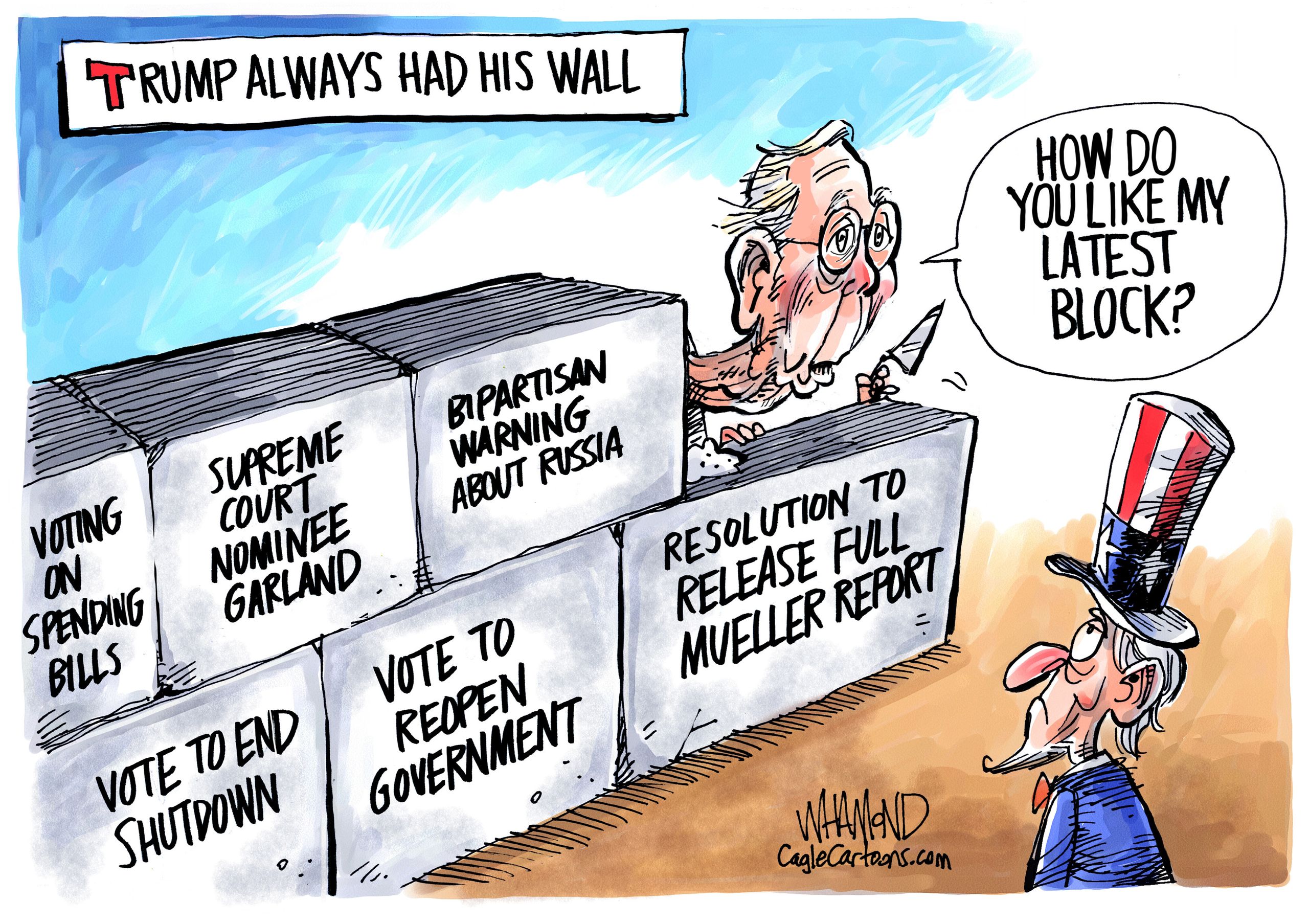 Political cartoon U.S. Trump mitch mcconnell wall | The Week