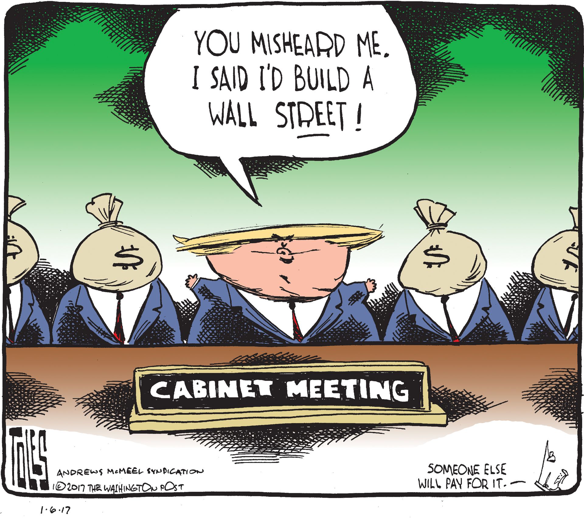 Political cartoon U.S. Donald Trump Wall Street | The Week