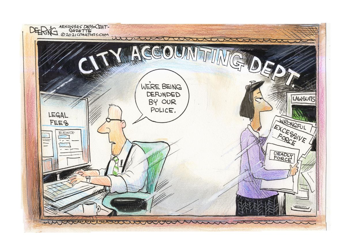 Editorial Cartoon U.S. defund police cities | The Week
