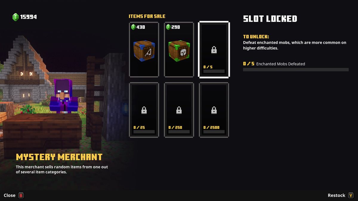 Minecraft Dungeons guide: How to use the new Mystery Merchant vendor ...