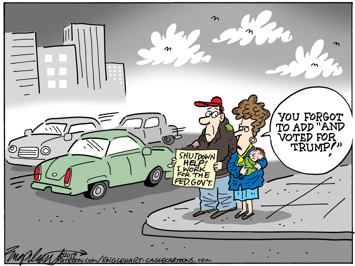 Political cartoon U.S. Trump government shutdown federal workers | The Week