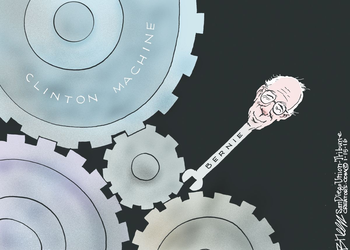 Political cartoon U.S. Hillary Clinton Bernie Sanders Machine | The Week