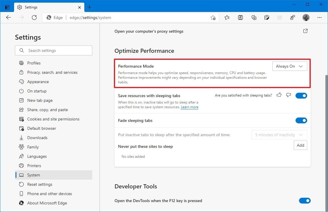 How to enable Performance Mode on Microsoft Edge | Windows Central