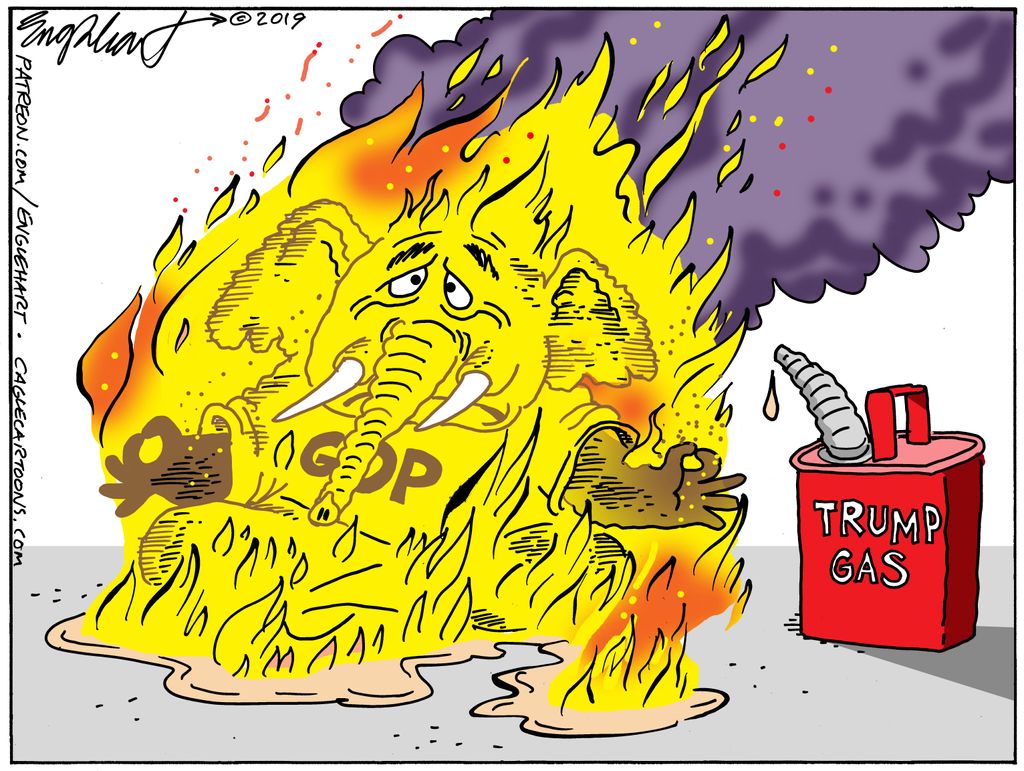 Political Cartoon U.S. GOP Self Immolation Trump Gas | The Week