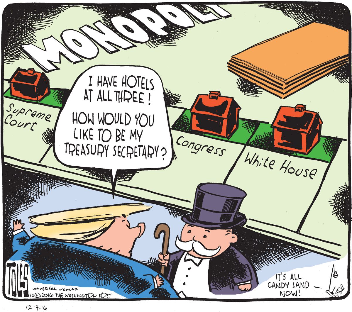 Political cartoon U.S. Donald Trump cabinet picks Monopoly | The Week