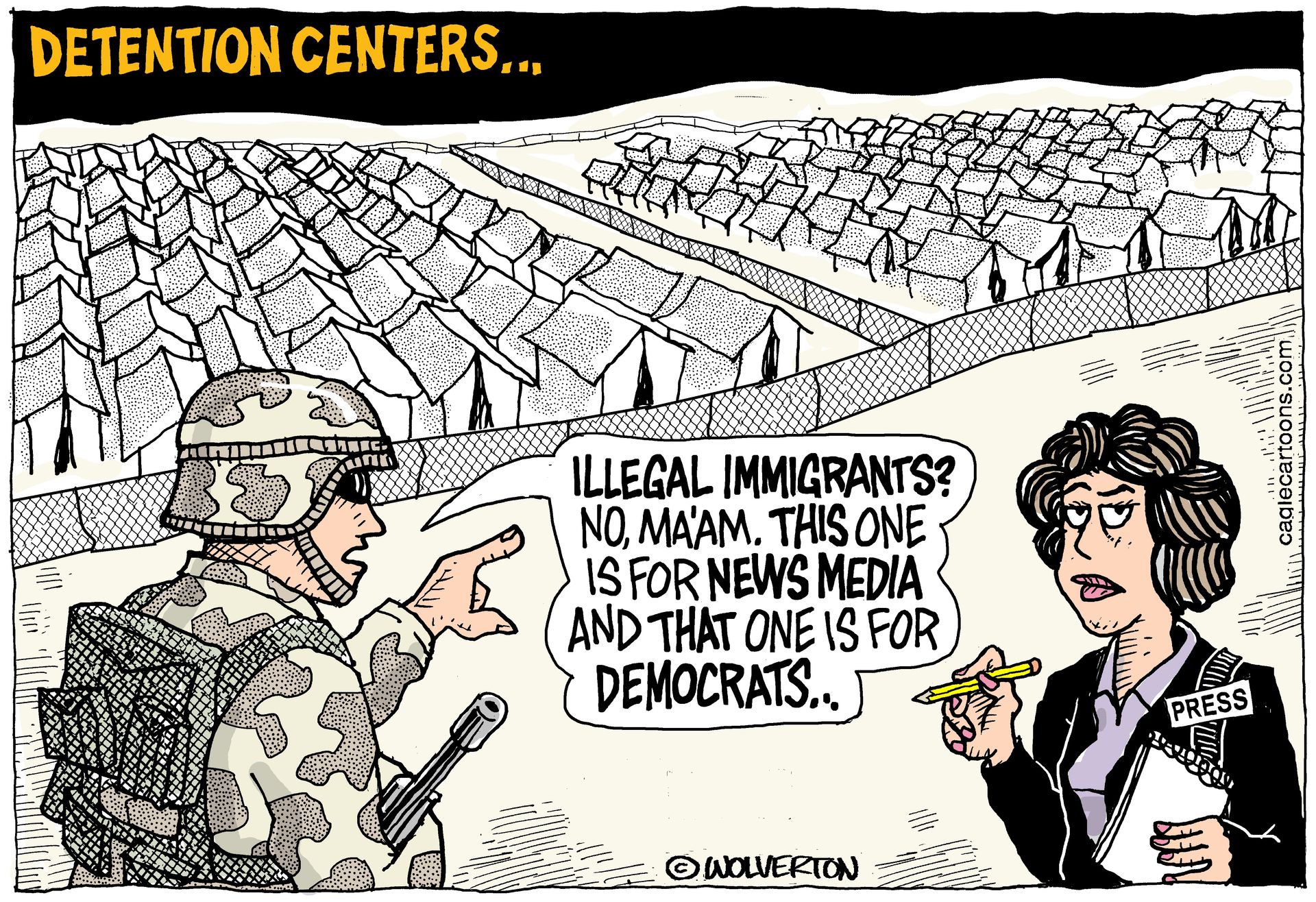 Political cartoon U.S. detention center news media democrats illegal ...