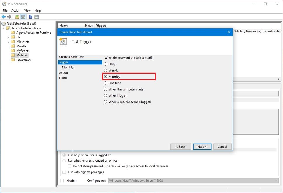 How to create an automated task using Task Scheduler on Windows 10 ...