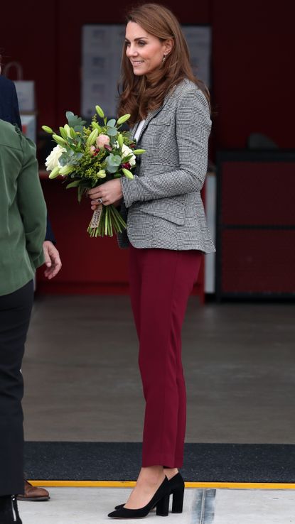 Kate Middleton's belted burgundy trousers are bold yet timeless | Woman ...