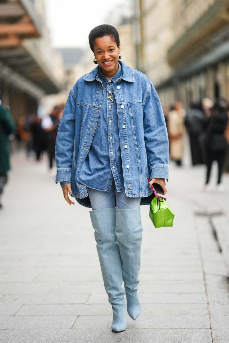 32 denim jacket inspiration shots, showcased on street stylers | Woman ...