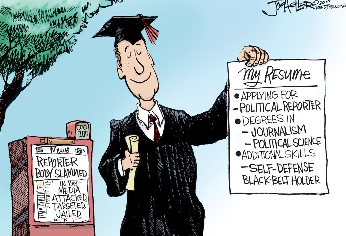 Political cartoon U.S. College graduation Media journalism Montana ...