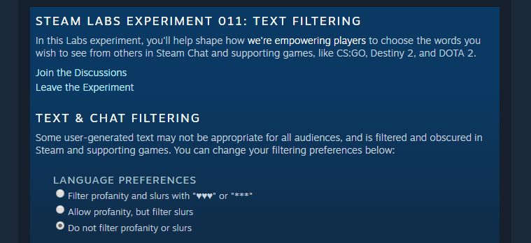 Steam is experimenting with customizable profanity filters for chat ...