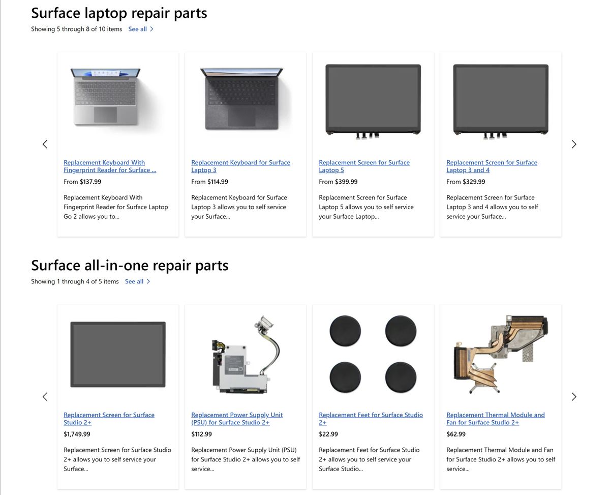 You can now buy Surface SSDs, displays, batteries, and other components ...