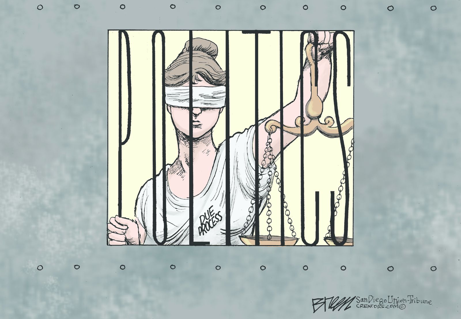 Political Cartoon U.S. Lady Justice immigration due process detained ...