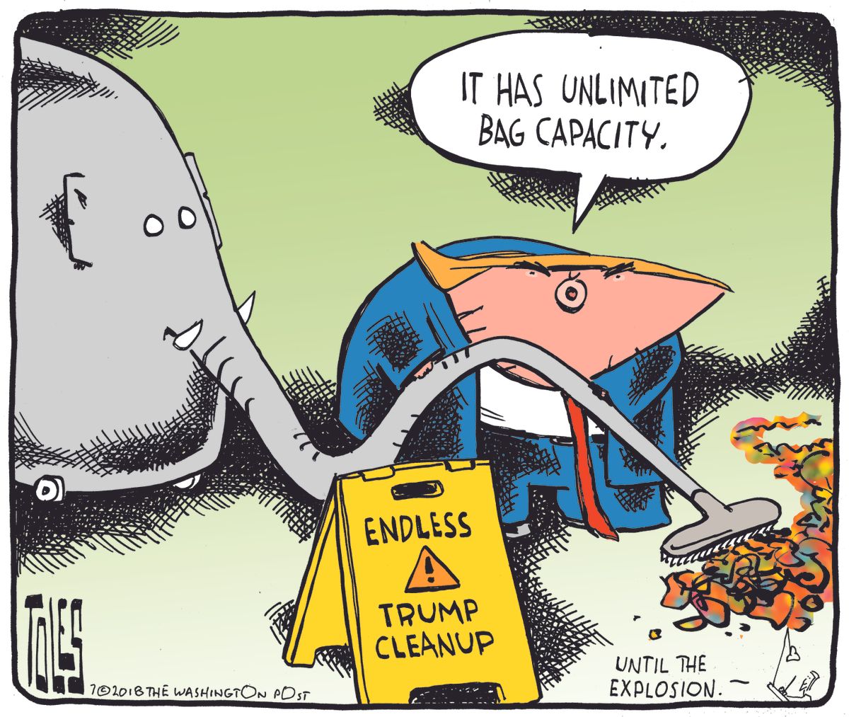 Political cartoon U.S. Trump bag cleanup republicans | The Week