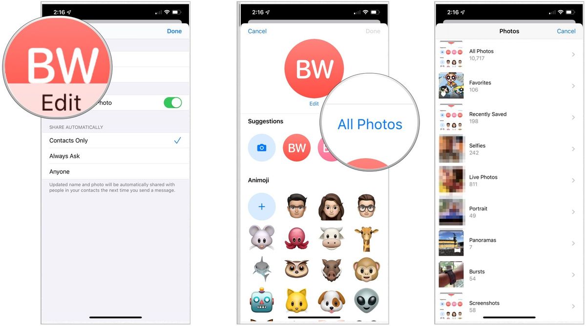 How to create, edit and customize your contact profile for iMessages ...