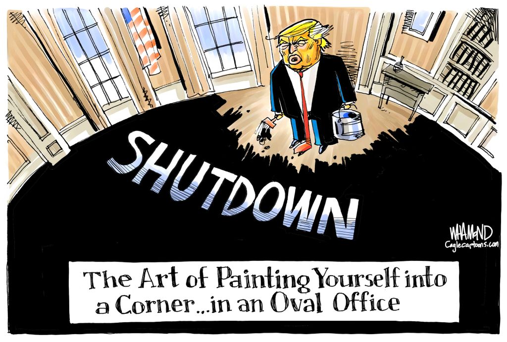 Political cartoon U.S. Trump Government Shutdown wall | The Week