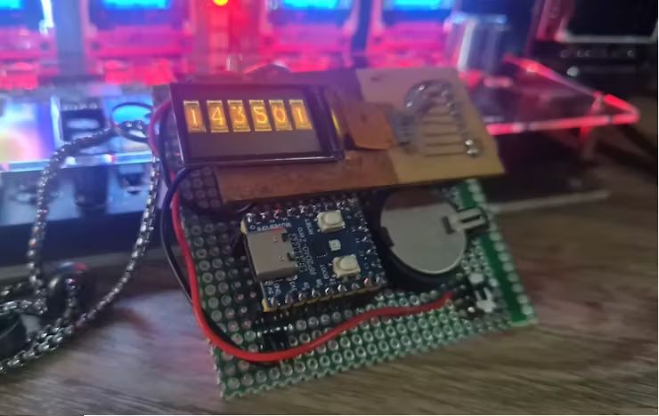 Raspberry Pi Pico Powered Cyberpunk Neck Watch Tells More Than Just the ...