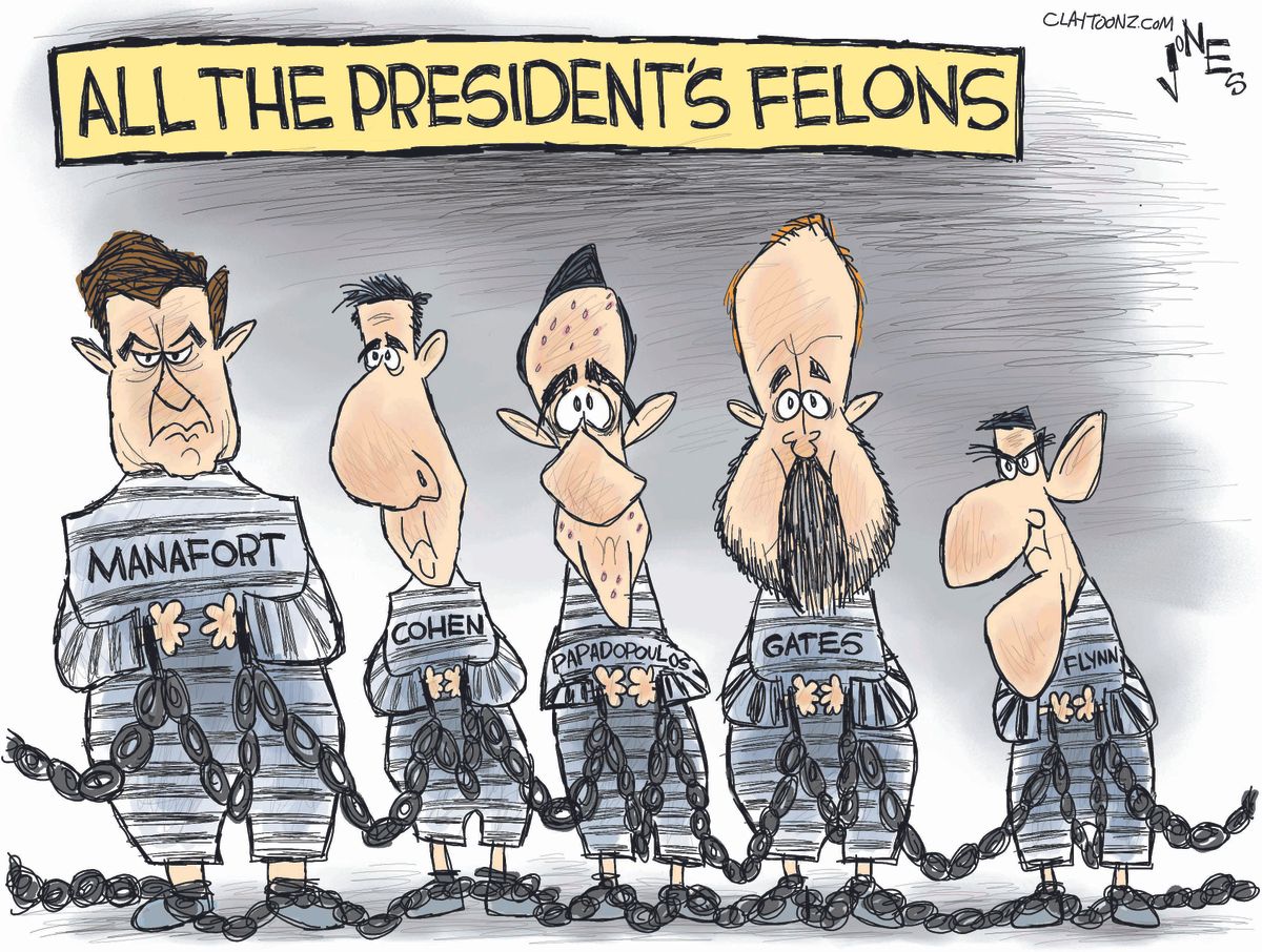 Political cartoon U.S. Paul Manafort Michael Cohen George Papadopoulous ...
