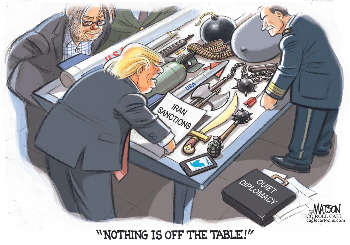 Political cartoon U.S. Iran Sanctions quiet diplomacy off the table ...