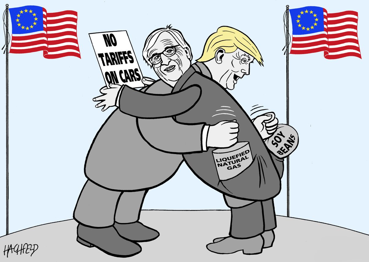 Political cartoon U.S. Trump Juncker meeting trade deal | The Week