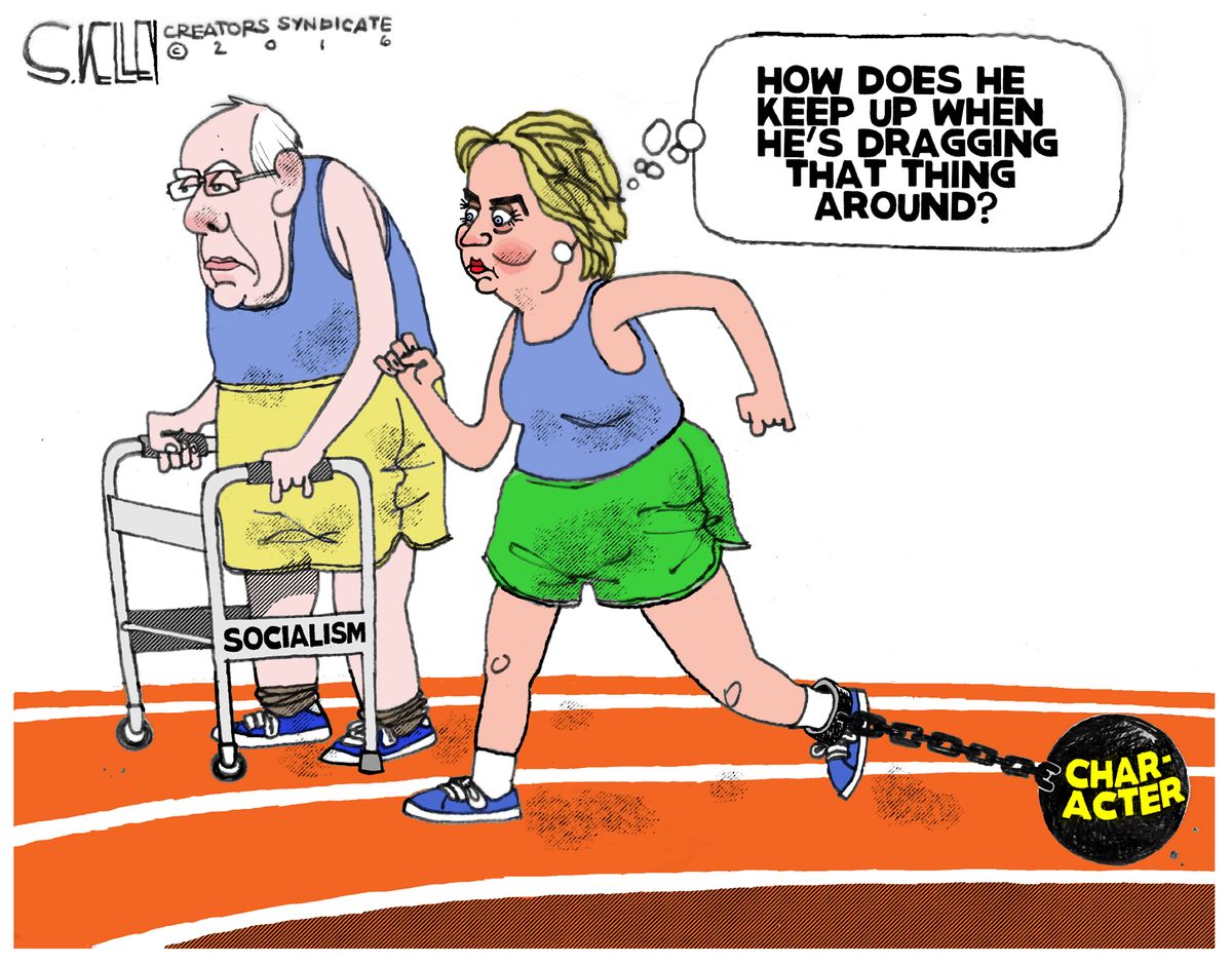 Political cartoon U.S. Bernie Hillary 2016 | The Week