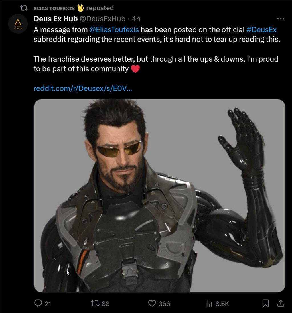 Deus Ex actor Elias Toufexis bids a heartfelt farewell to Adam Jensen ...