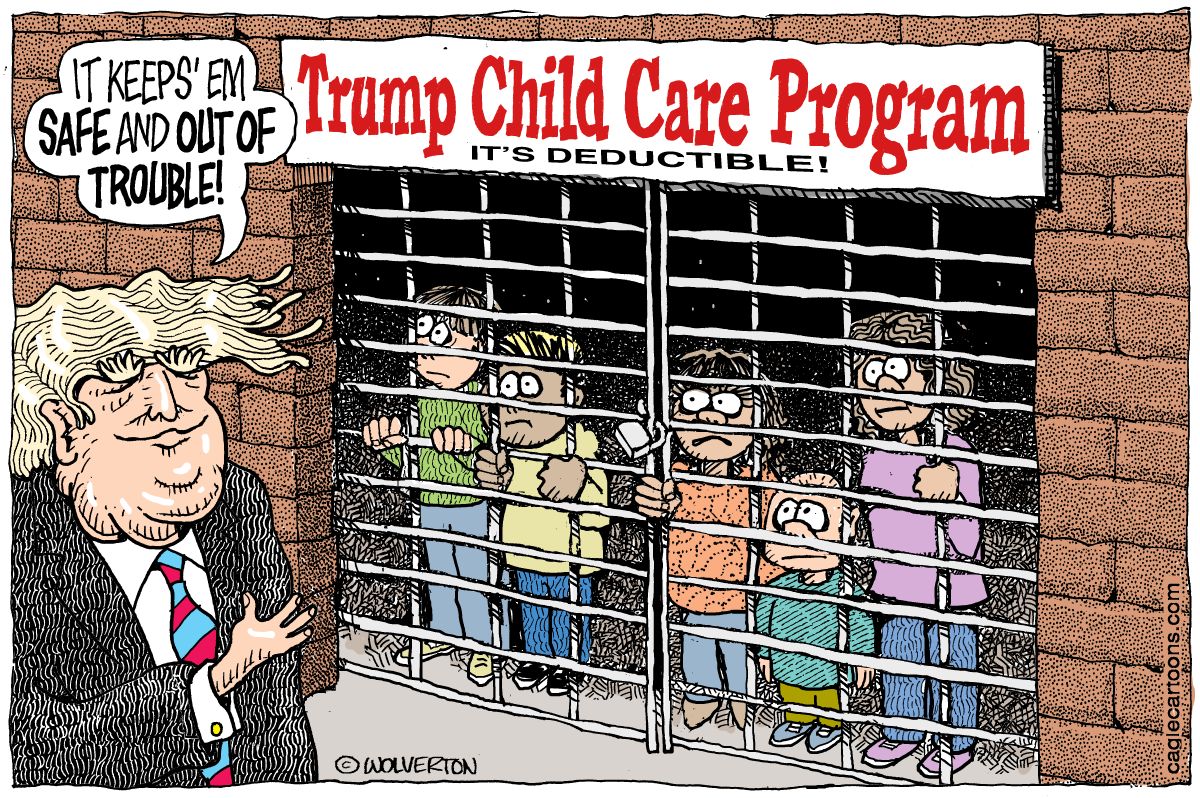 Political cartoon U.S. 2016 election Donald Trump child care plan | The ...