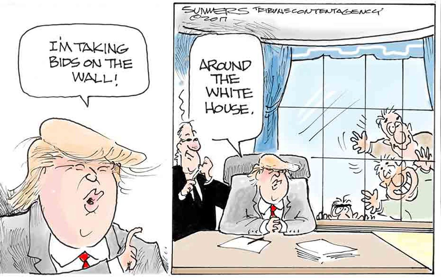 Political Cartoon U.S. Trump White House Wall | The Week