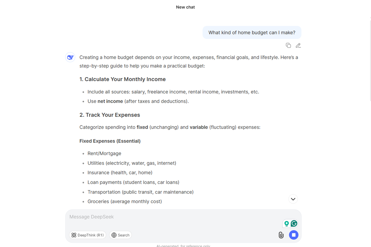 These are the 10 prompts in DeepSeek to help you create a budget | Tom ...