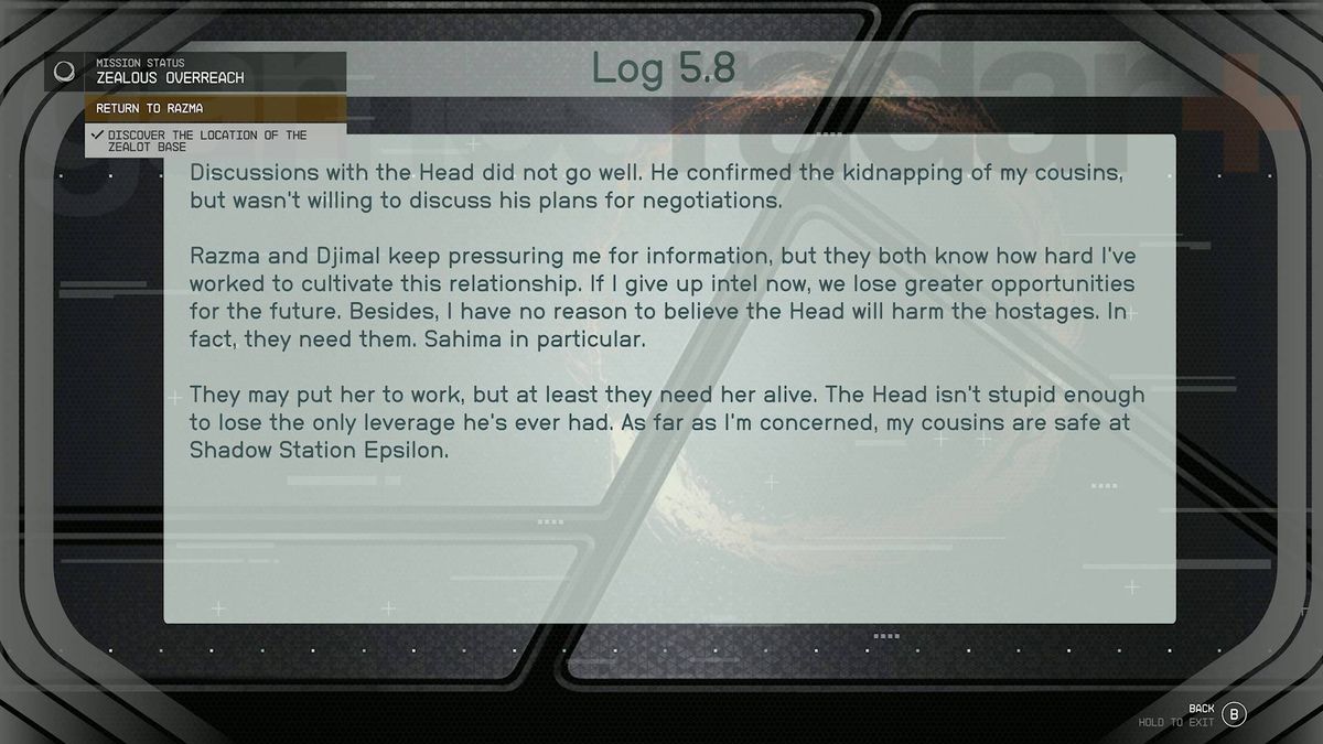 Starfield Shattered Space Zealous Overreach choices | GamesRadar+