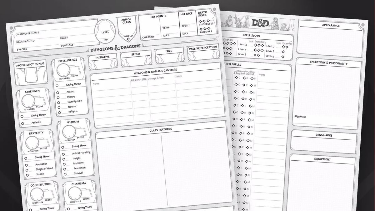 New D&D character sheet makes understanding skills easier (and also ...
