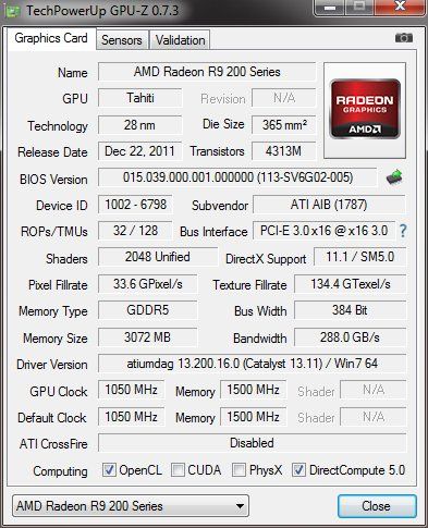 Technical Specifications And GPU-Z Screens - Seven Radeon R9 280X ...