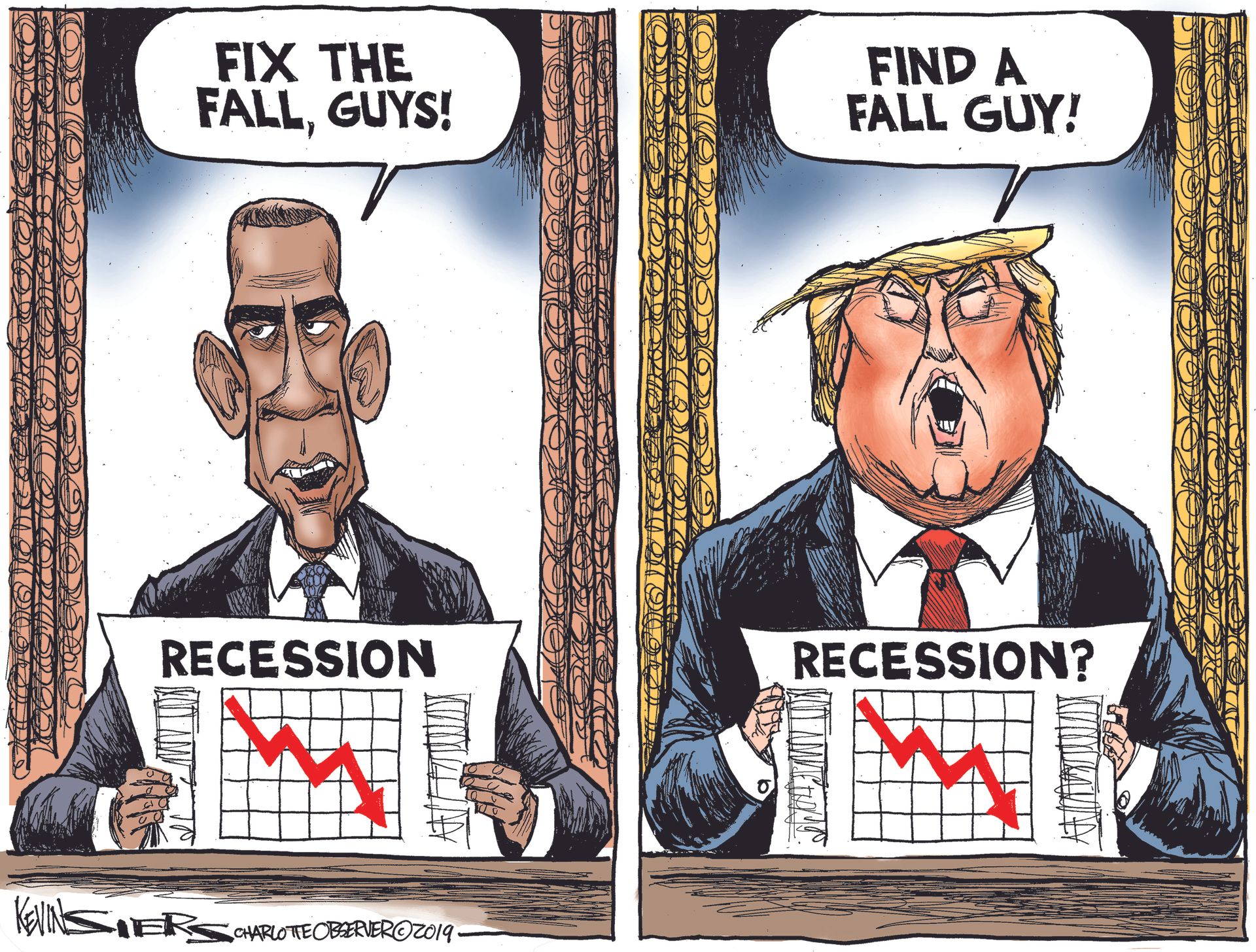 Political Cartoon U.S. Barack Obama Recession Fixed Trump Shifting ...